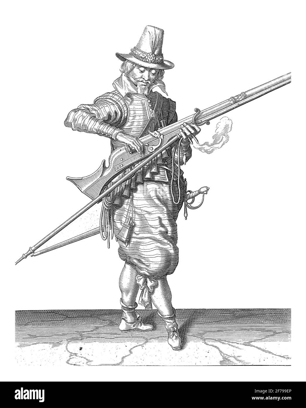 A Soldier, Full Length, to the Right, who closes the pan (the powder ...