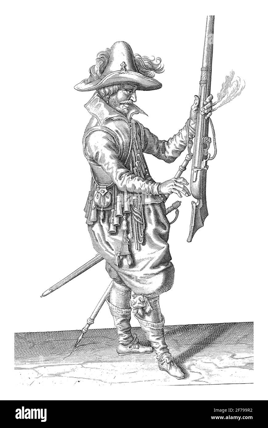 A Soldier, Full Length, to the Right , who is holding a musket with his ...