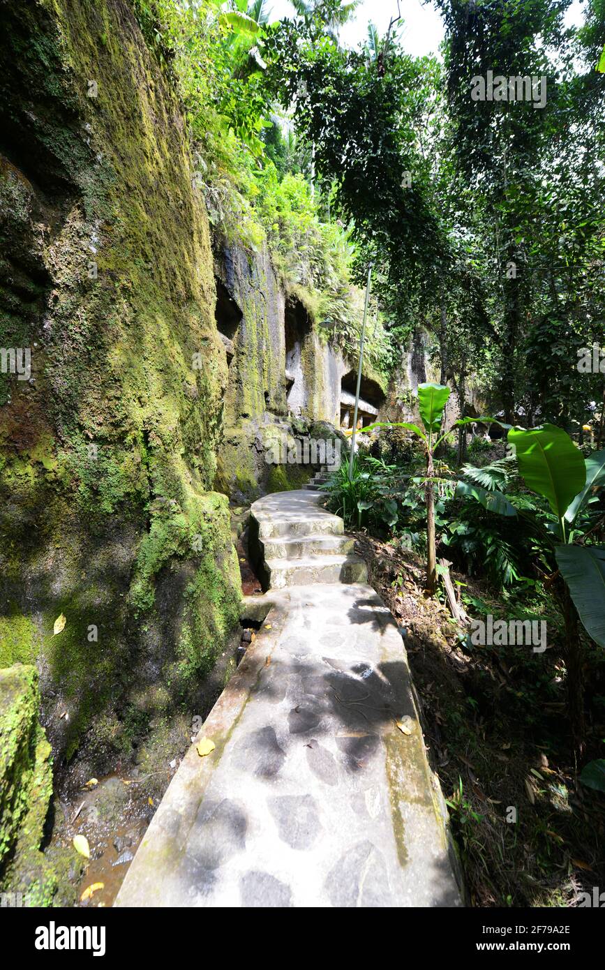 Gunung Kawi temple is an ancient serene Hindu temple complex amid rice ...