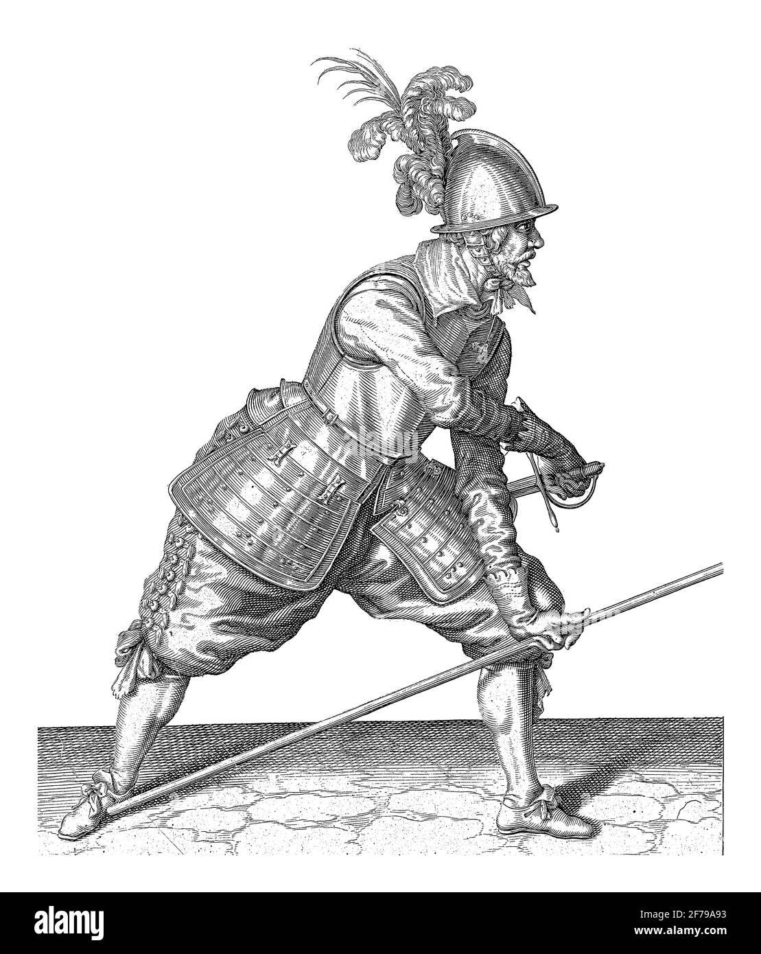 Soldier Placing His Skewer Against His Right Foot With His Left Hand ...