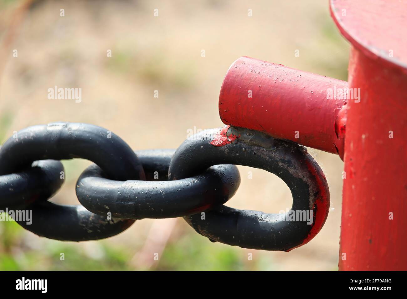 The welded clasp end where a chain link fence connects Stock Photo - Alamy