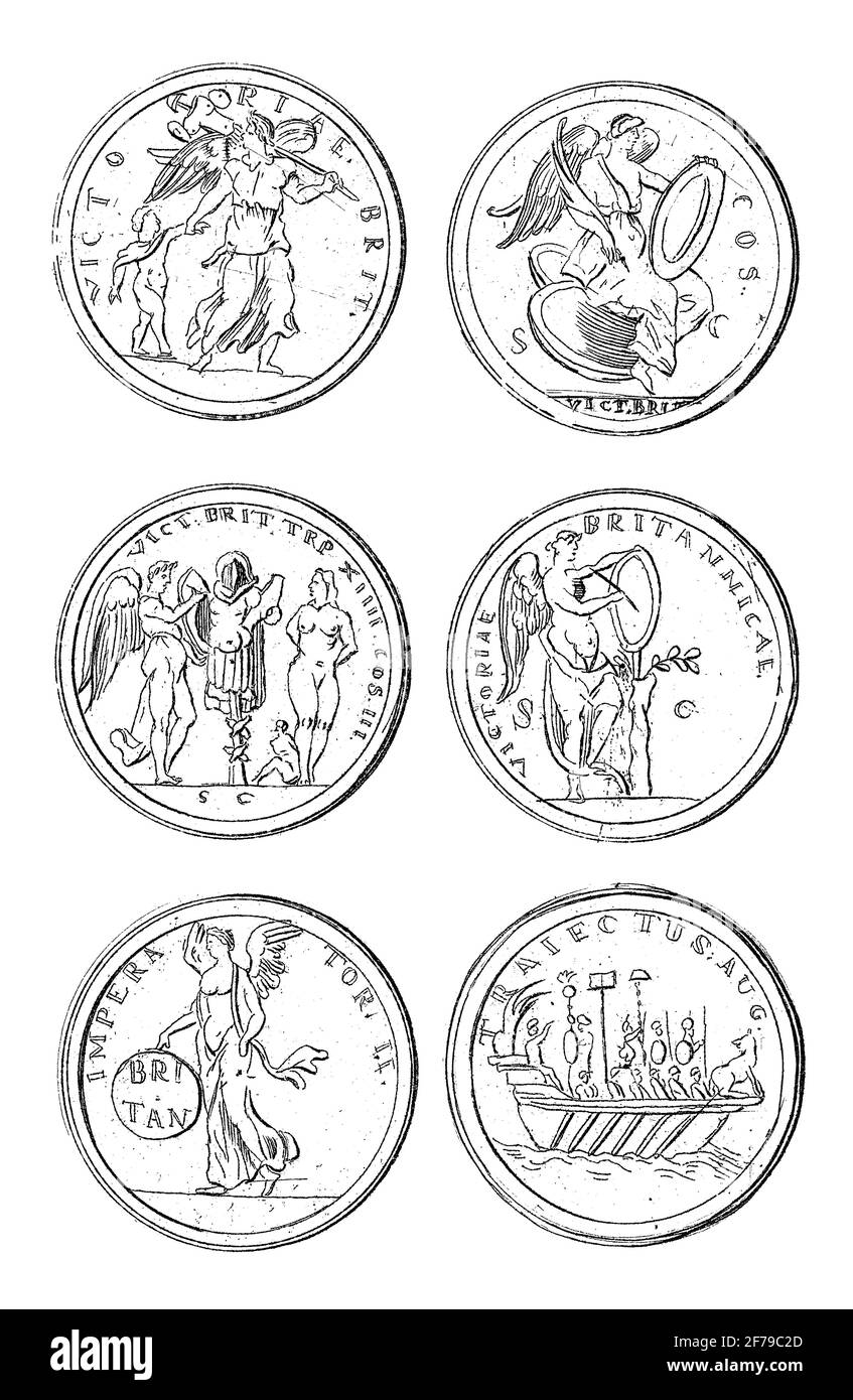 Roman coins, vintage engraving Stock Photo - Alamy