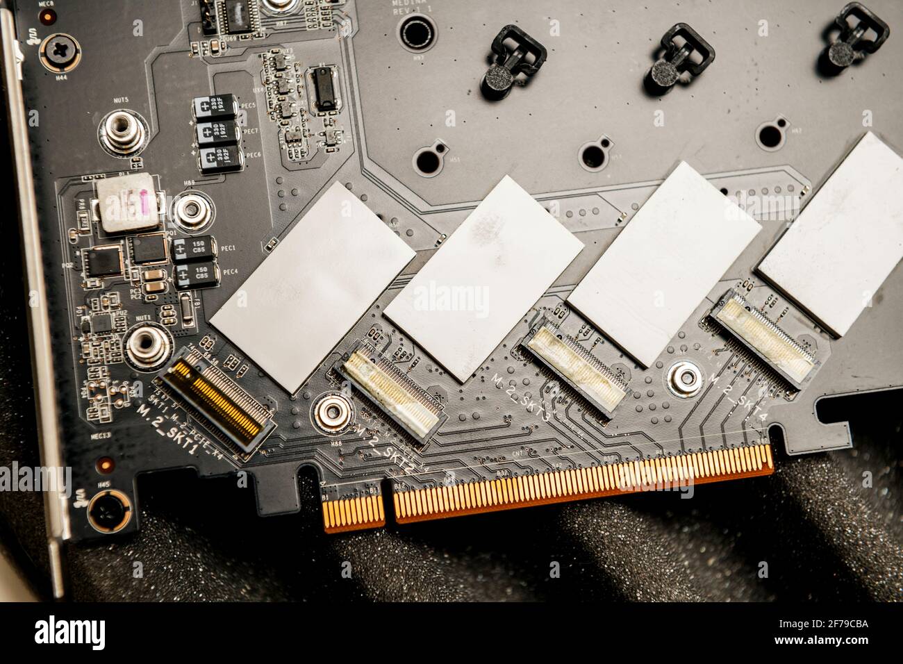 Multiple NVME m2 connection slots on the PCIE extension card Stock ...