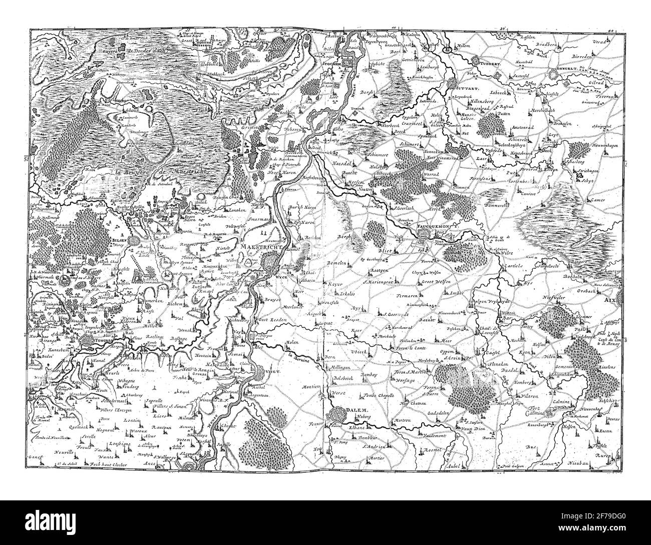 Map of Limburg with the area around Maastricht, vintage engraving Stock Photo - Alamy