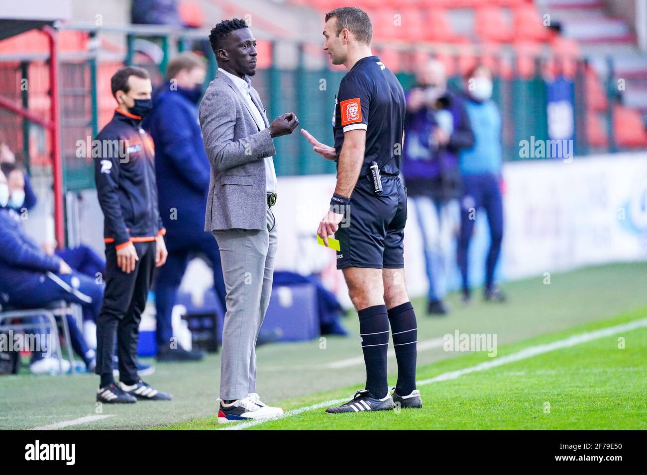 LUIK, BELGIUM - APRIL 4: coach Mbaye Leye of Standard de Liege and ...