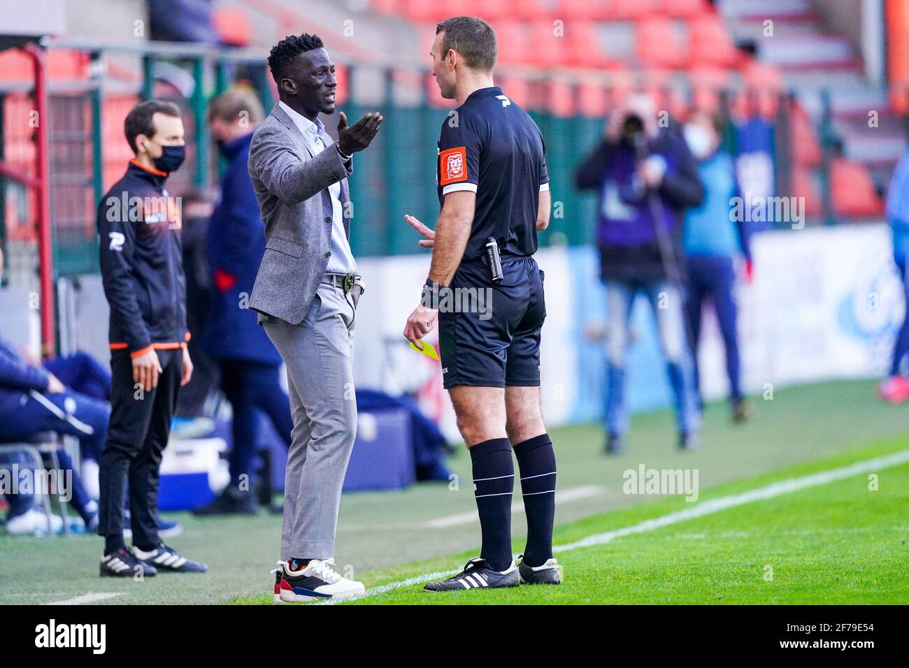 LUIK, BELGIUM - APRIL 4: coach Mbaye Leye of Standard de Liege and ...