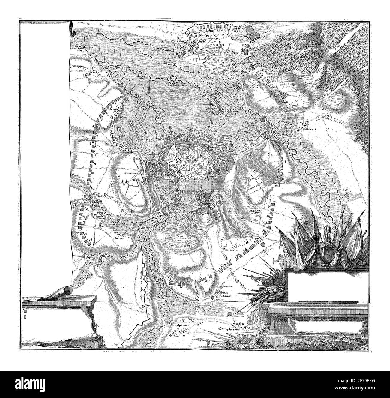 Map of the siege of mons hi-res stock photography and images - Alamy