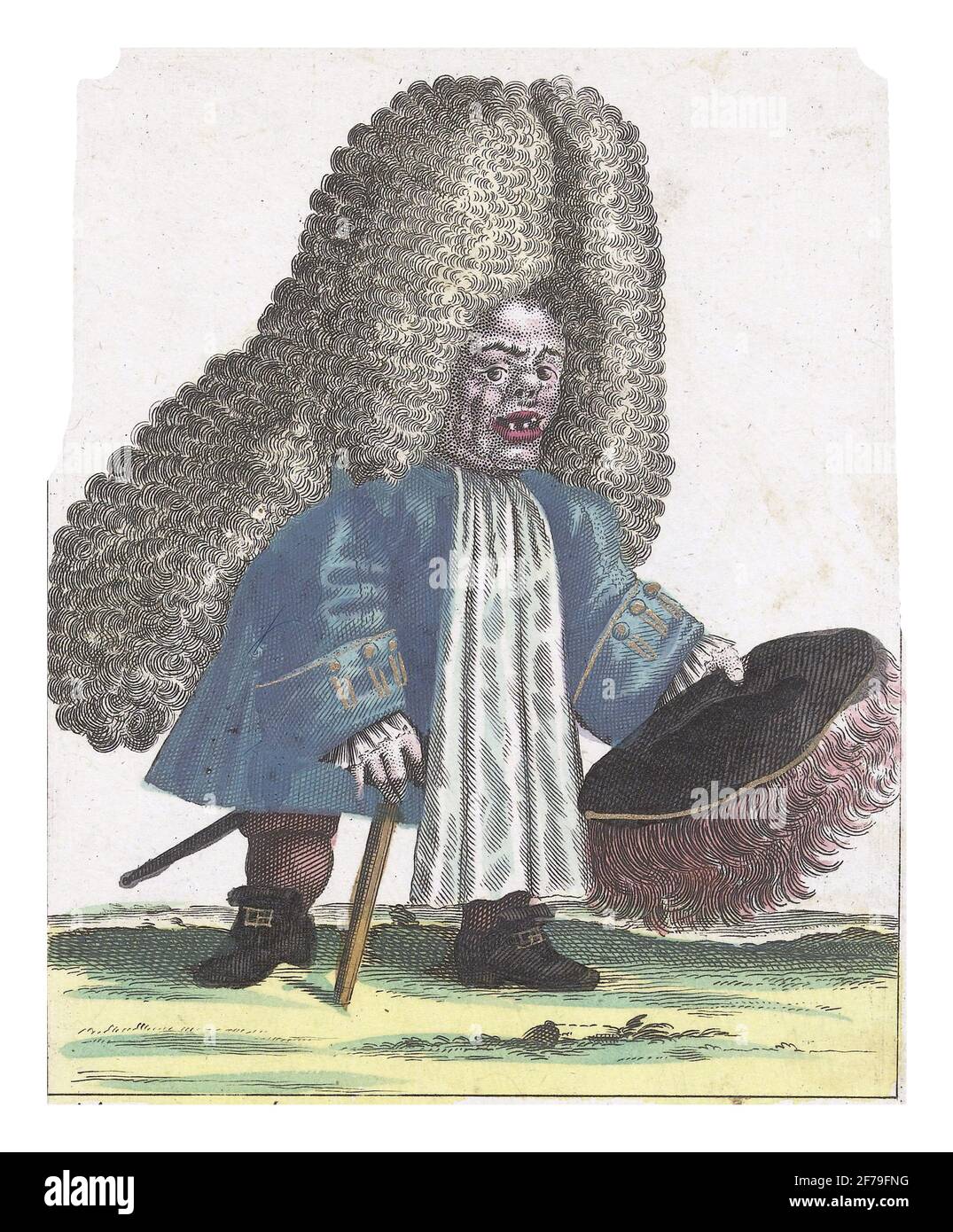 The dwarf Robert von Parukenfeldt, in gala with large wig, vintage ...