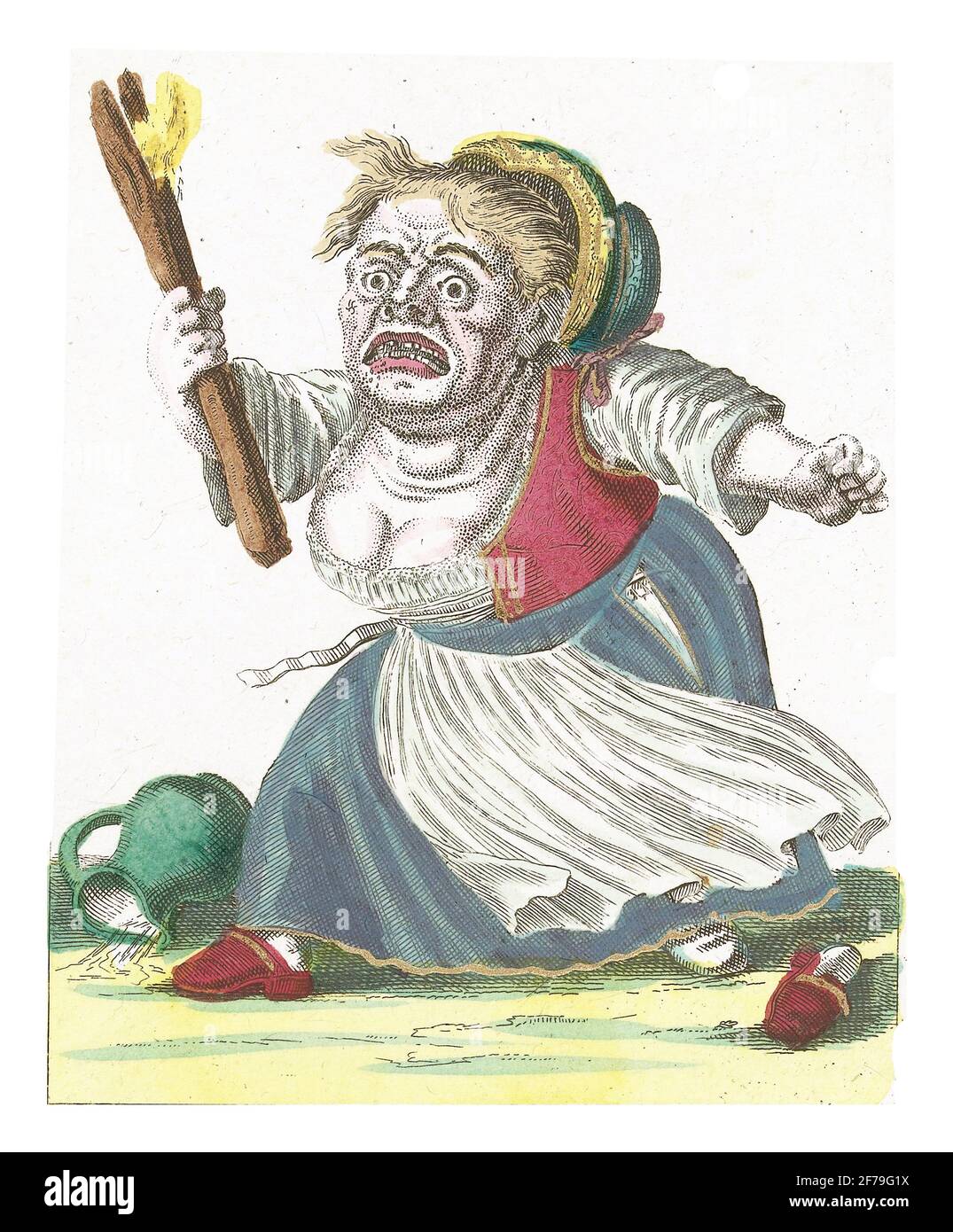 The dwarf Malper Hollriglin as an evil landlady, vintage engraving ...