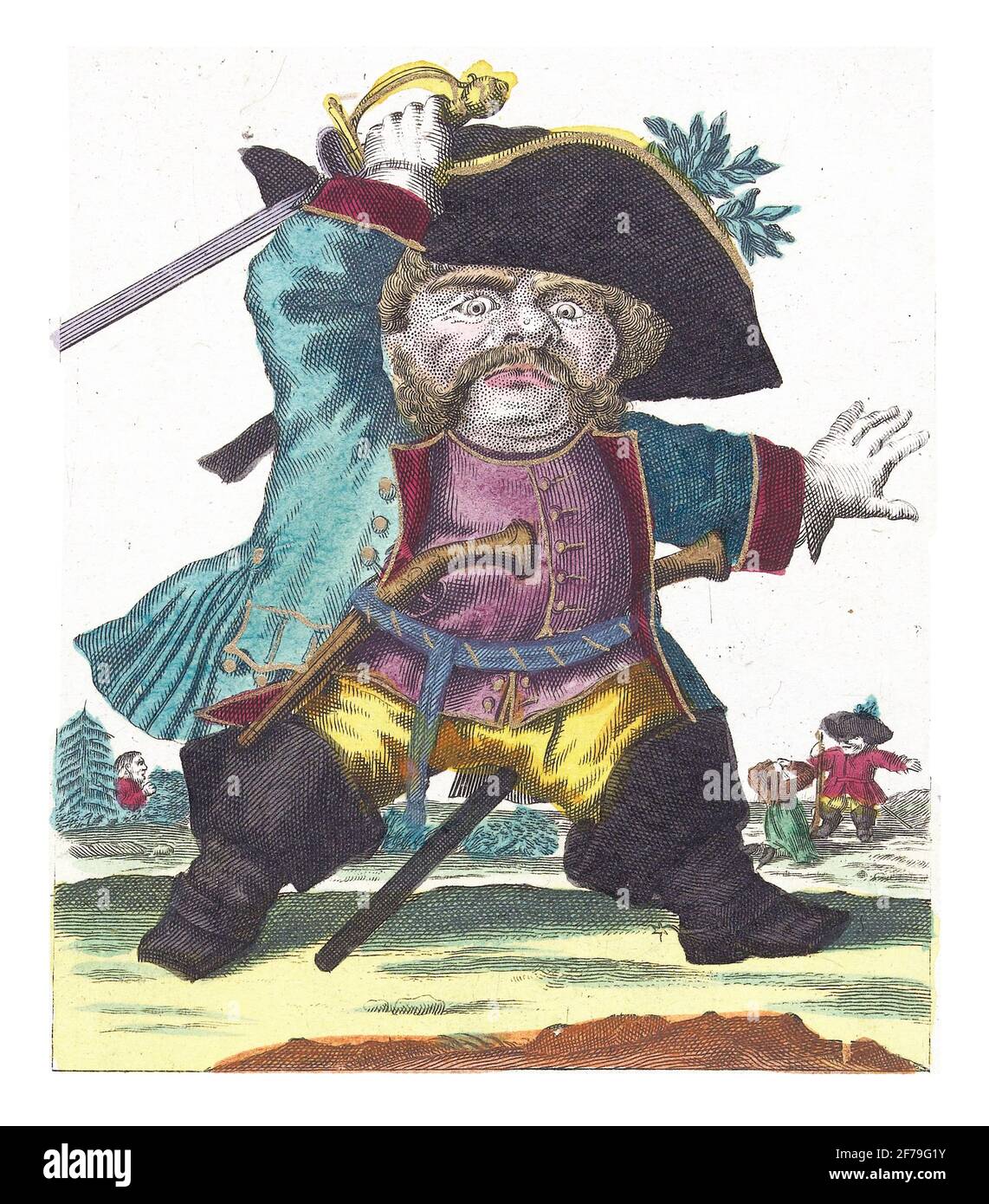 The dwarf Han Gorge Prijhann as a fierce officer, vintage engraving ...