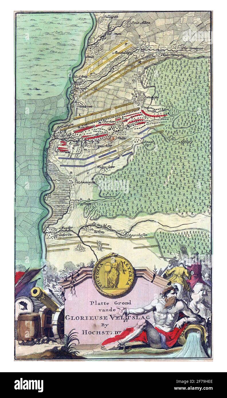 Map of the Battle of Hochstadt, vintage engraving Stock Photo - Alamy