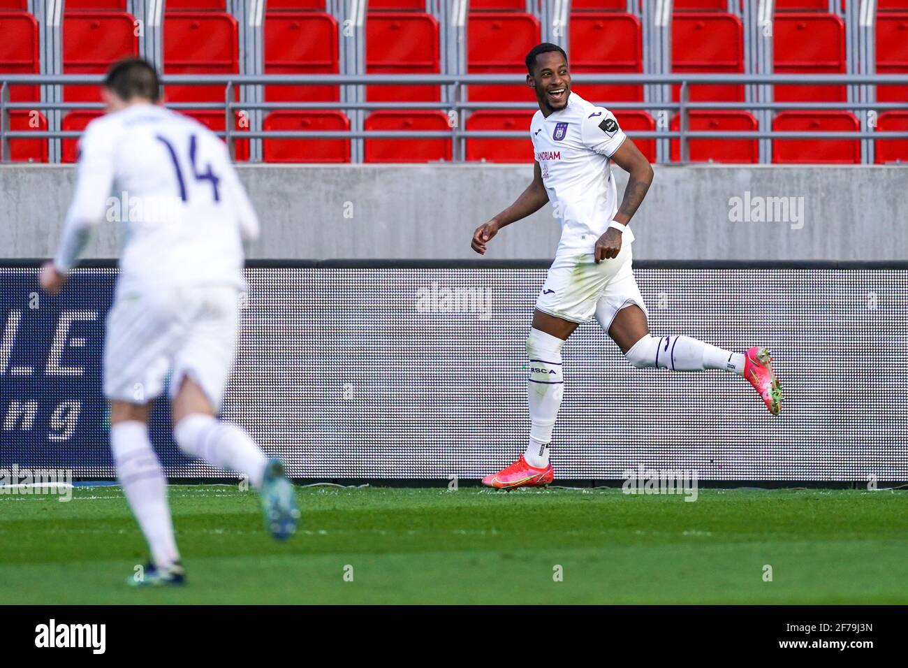 ANTWERPEN, BELGIUM - APRIL 5: Michael Murillo of RSC Anderlecht ...