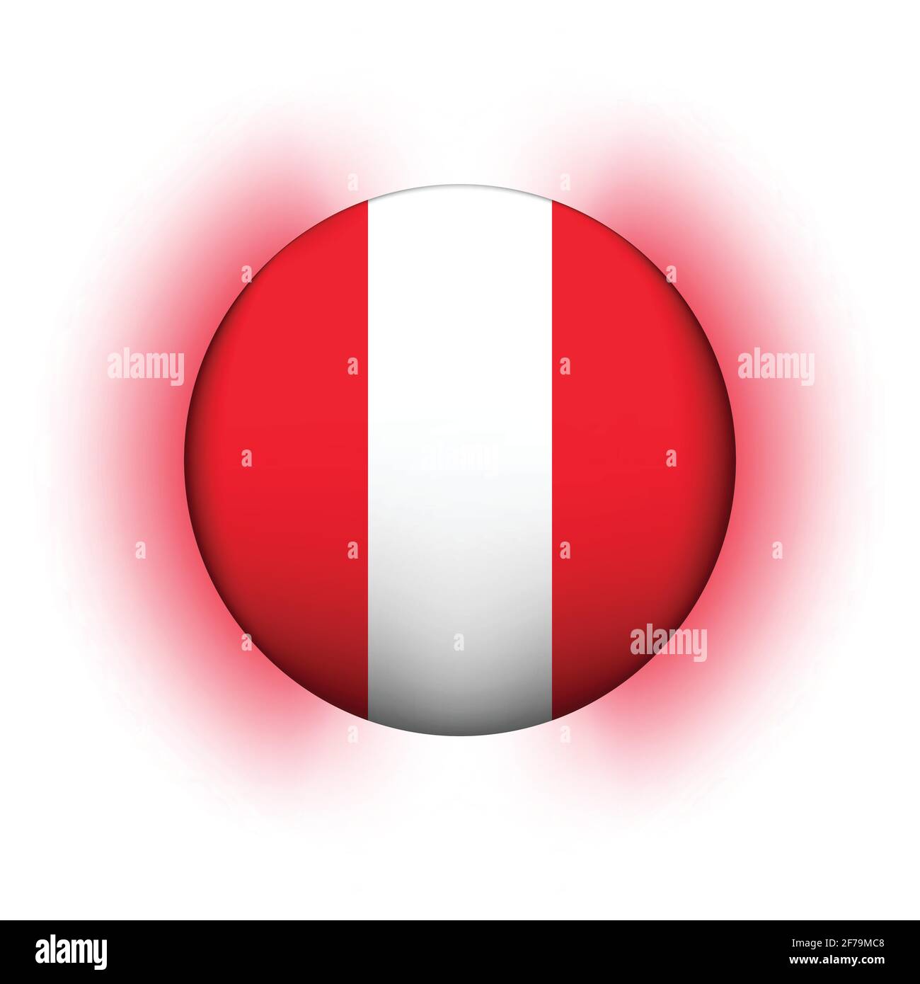 Glass light ball with flag of Peru. Round sphere, template icon ...