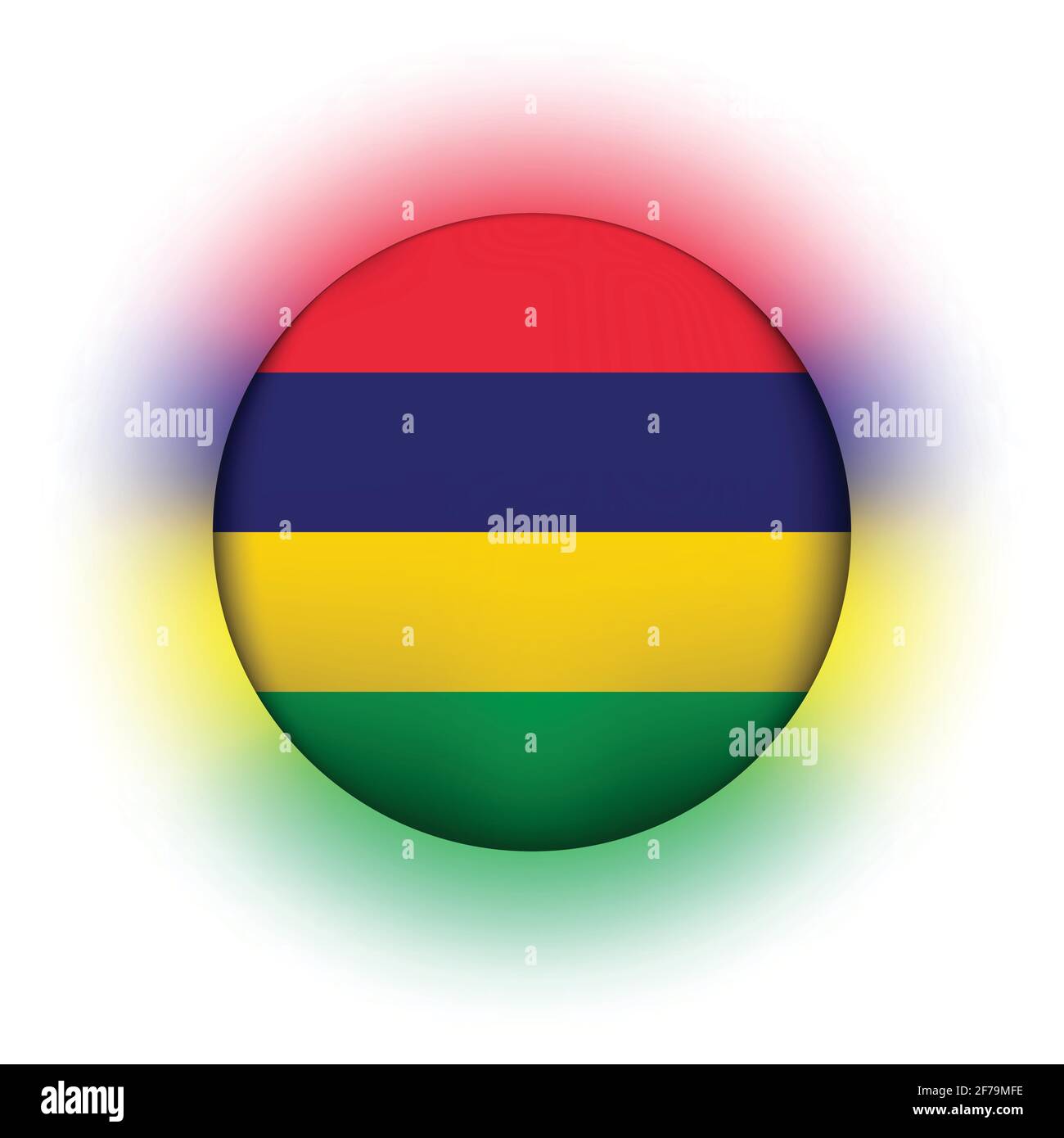Glass light ball with flag of Mauritius. Round sphere, template icon ...