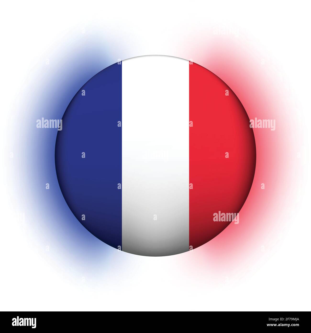 Glass light ball with flag of France. Round sphere, template icon ...