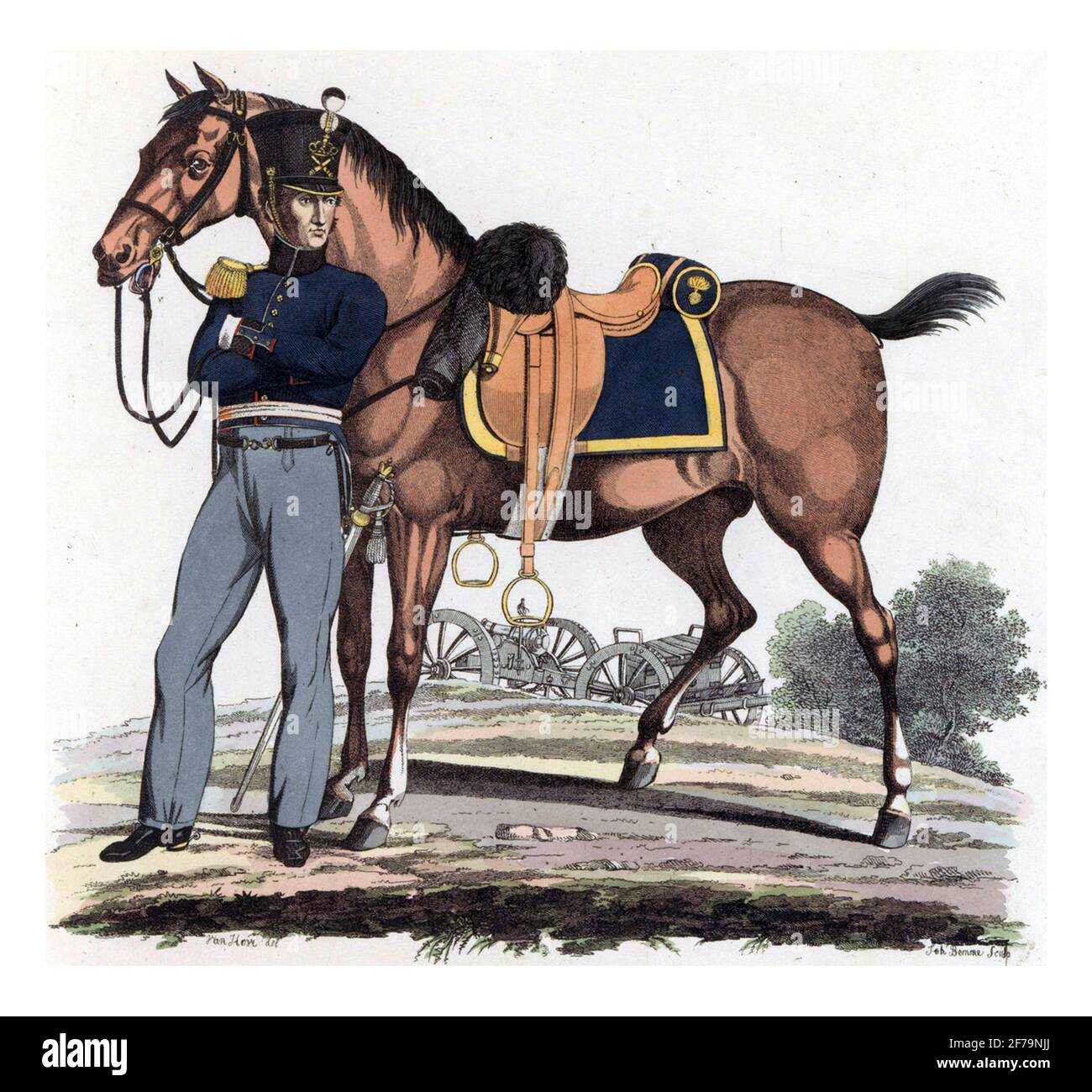 Officer (Captain) of the Field Artillery, with Harnessed Riding Horse ...