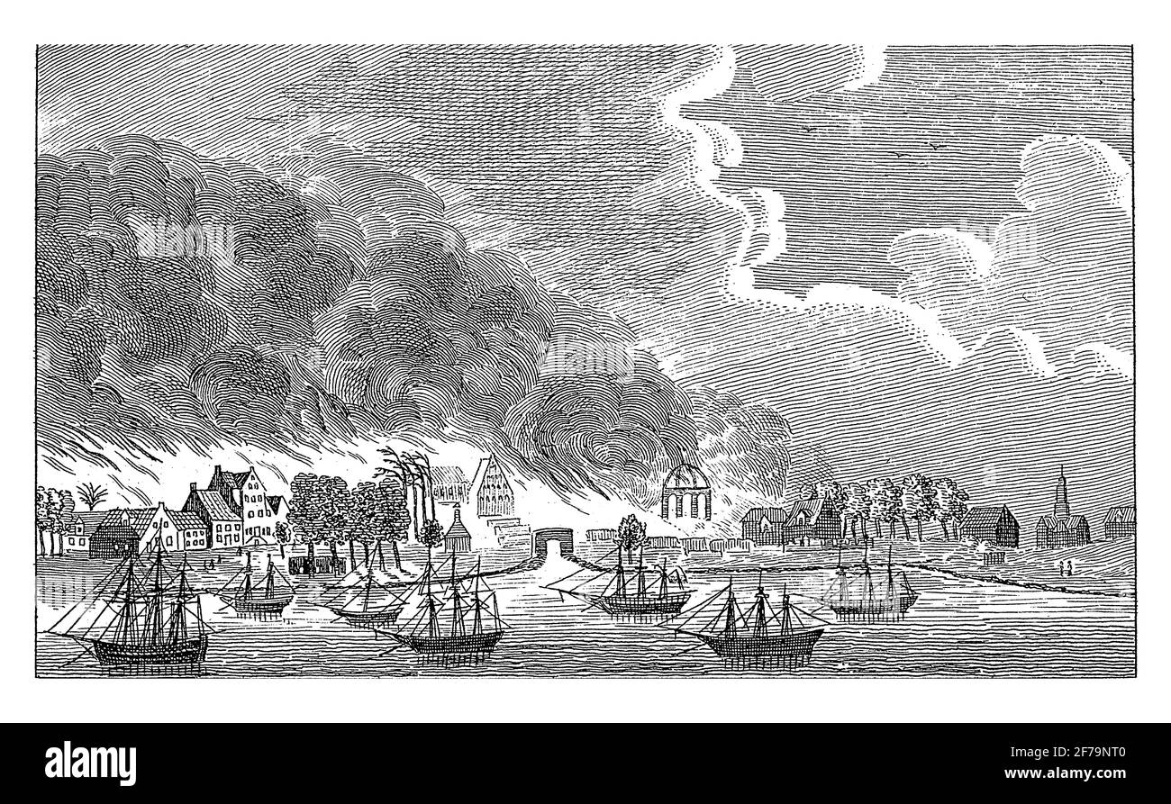 Fire in Paramaribo, vintage engraving Stock Photo - Alamy