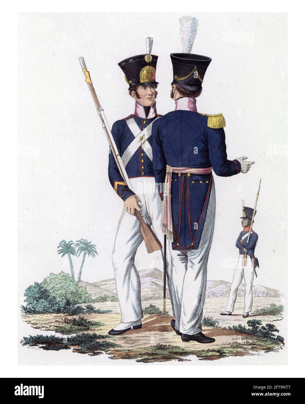 Dutch officer, petty officer and gunner, vintage engraving Stock Photo ...