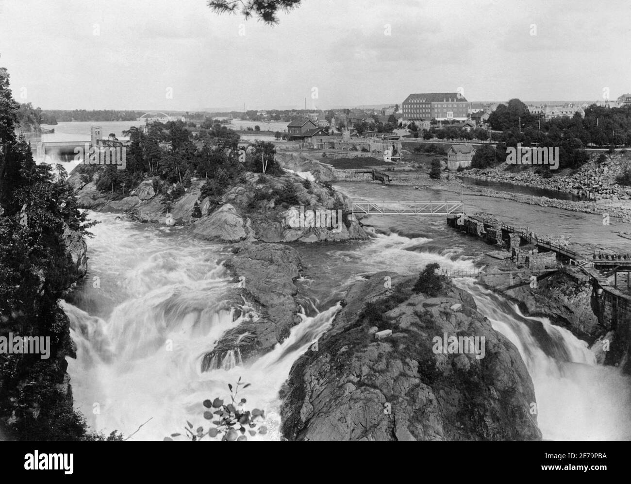 Trollhattan. Views of the river halfway between regulating dust and ...