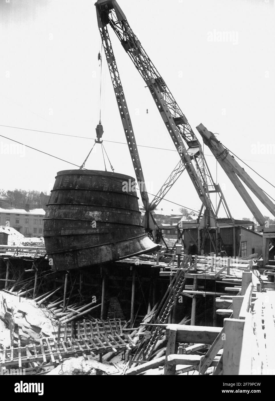 Little Edets power plant. The building time. Straw cladding Stock Photo ...