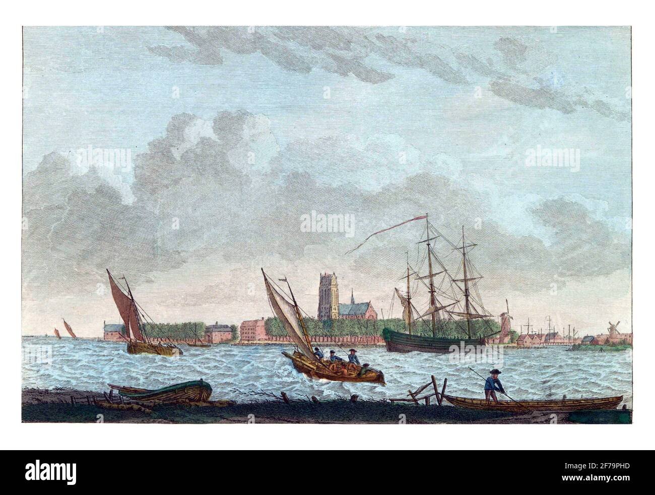 View of Dordrecht from the Merwede, vintage engraving Stock Photo - Alamy