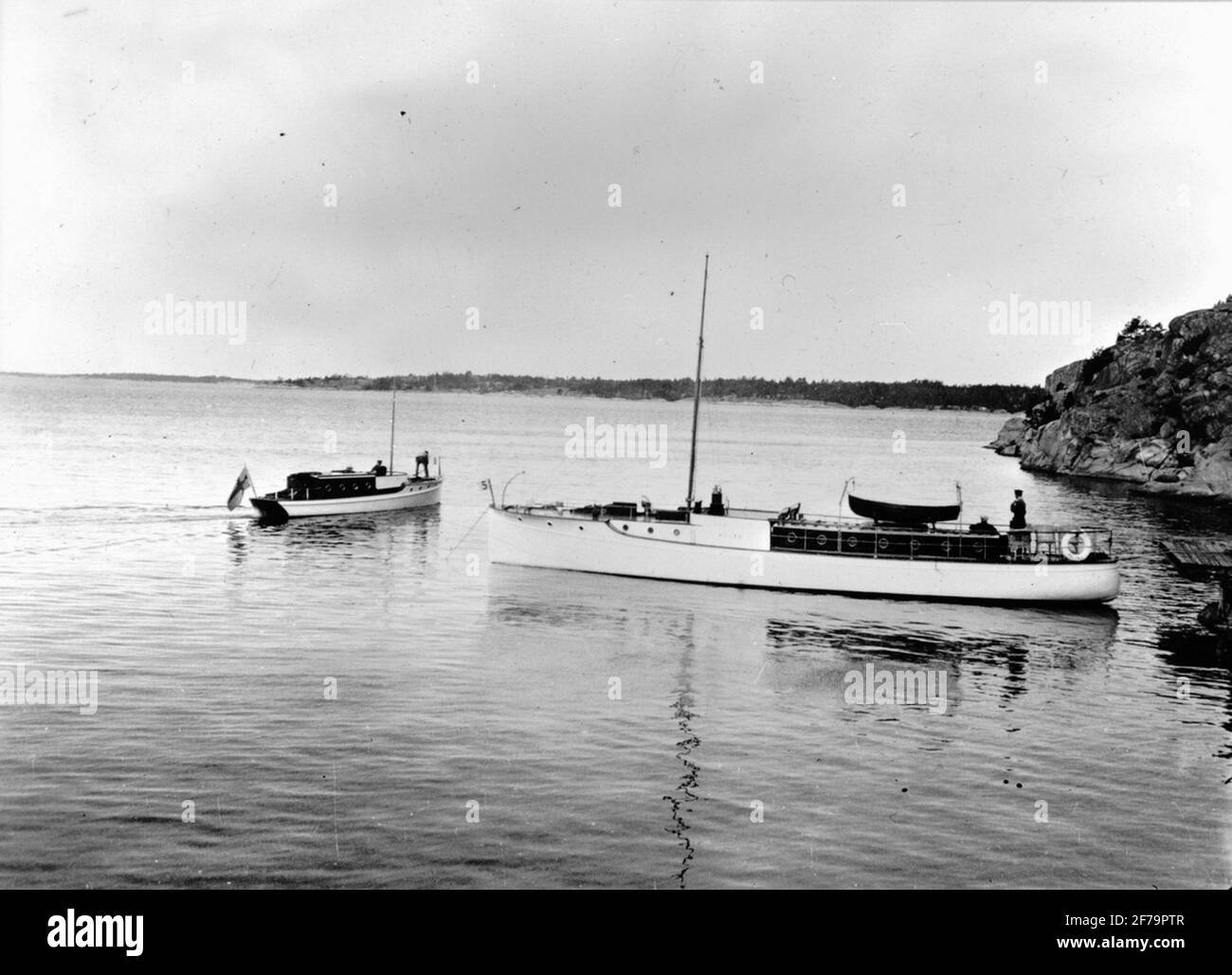 The salon engine boat "Polar". The 1920s Stock Photo - Alamy