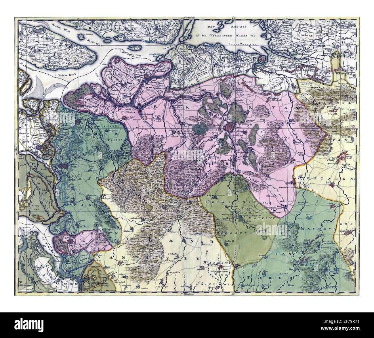 Map of Brabant, anonymous, Nicolaes Visscher, vintage engraving Stock ...