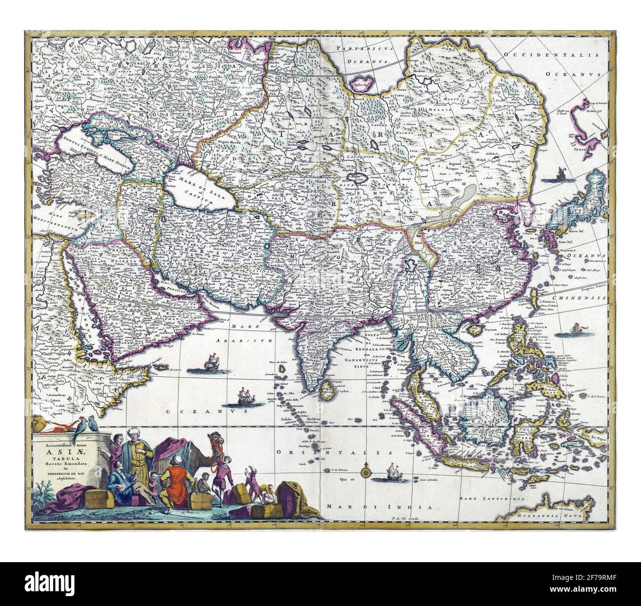 Vintage map asia vector Cut Out Stock Images & Pictures - Alamy