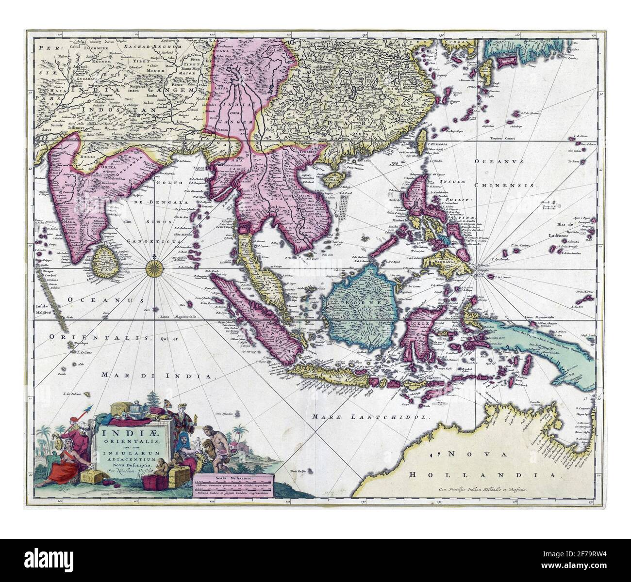 Map of Southeast Asia with Indonesian, vintage engraving Stock Photo ...