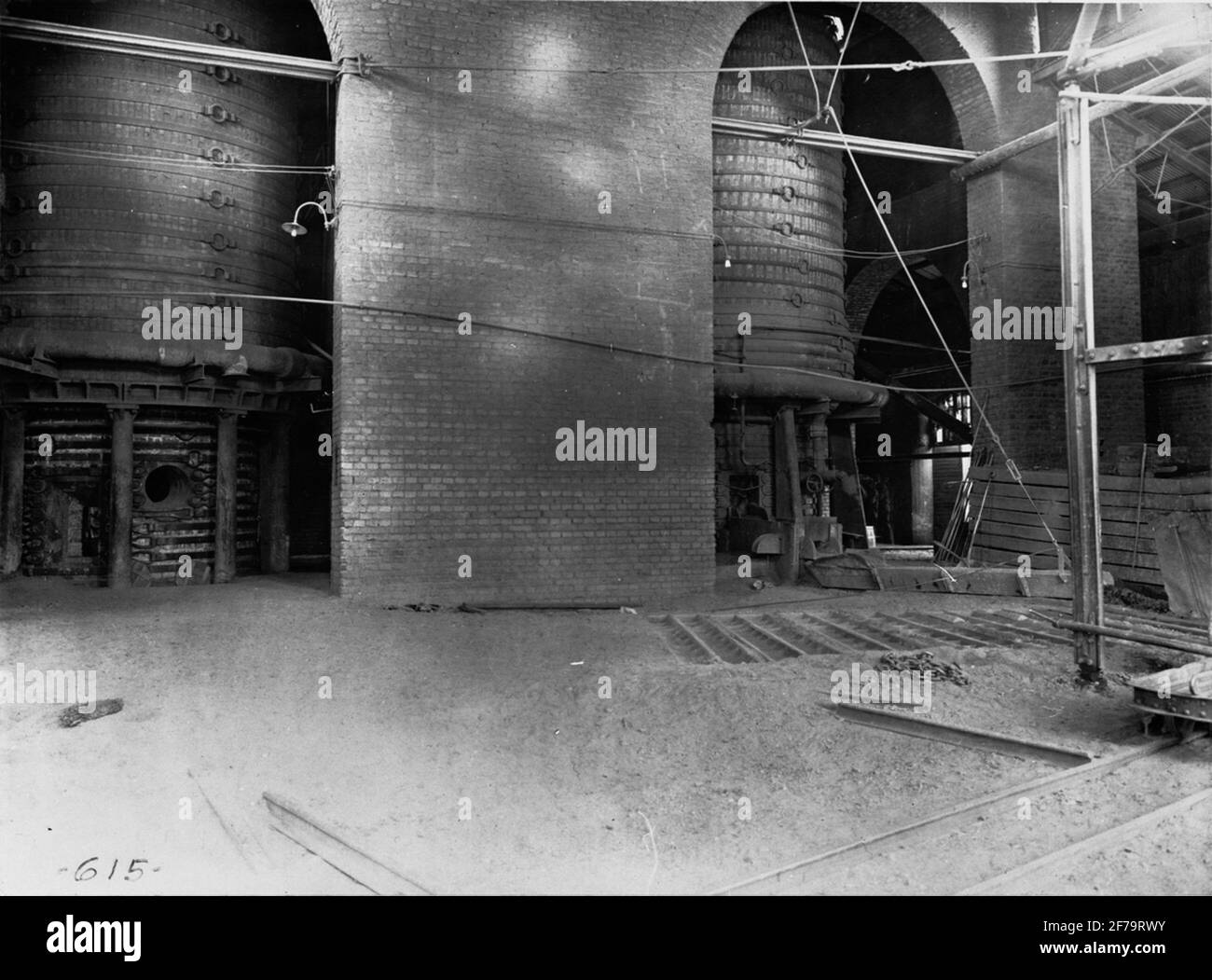 The blast furnaces in the clamping cabin, built in 1910. The tapping ...