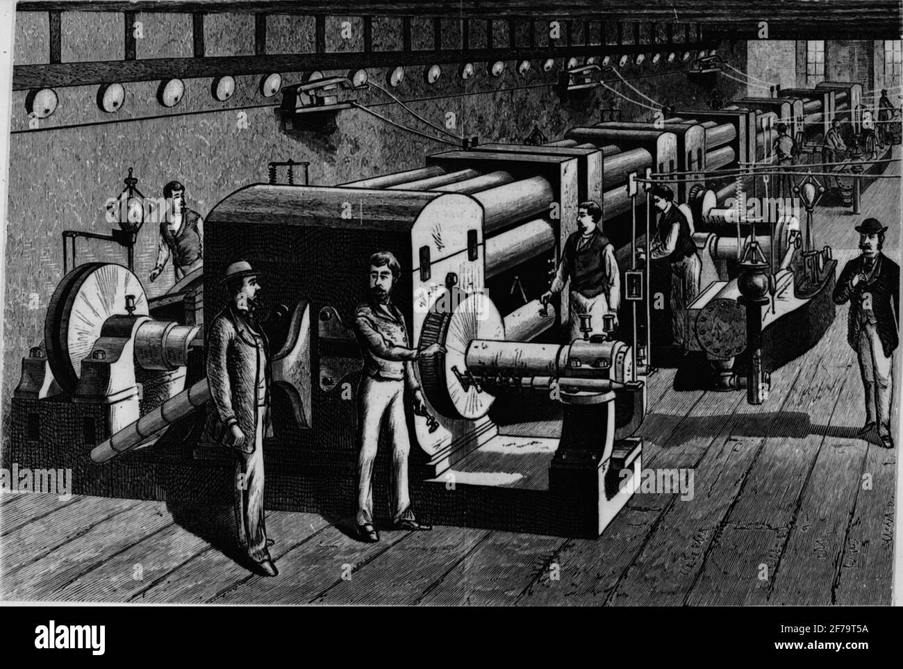 Interior of Edison's electrical lighting station in New York in 1882 ...