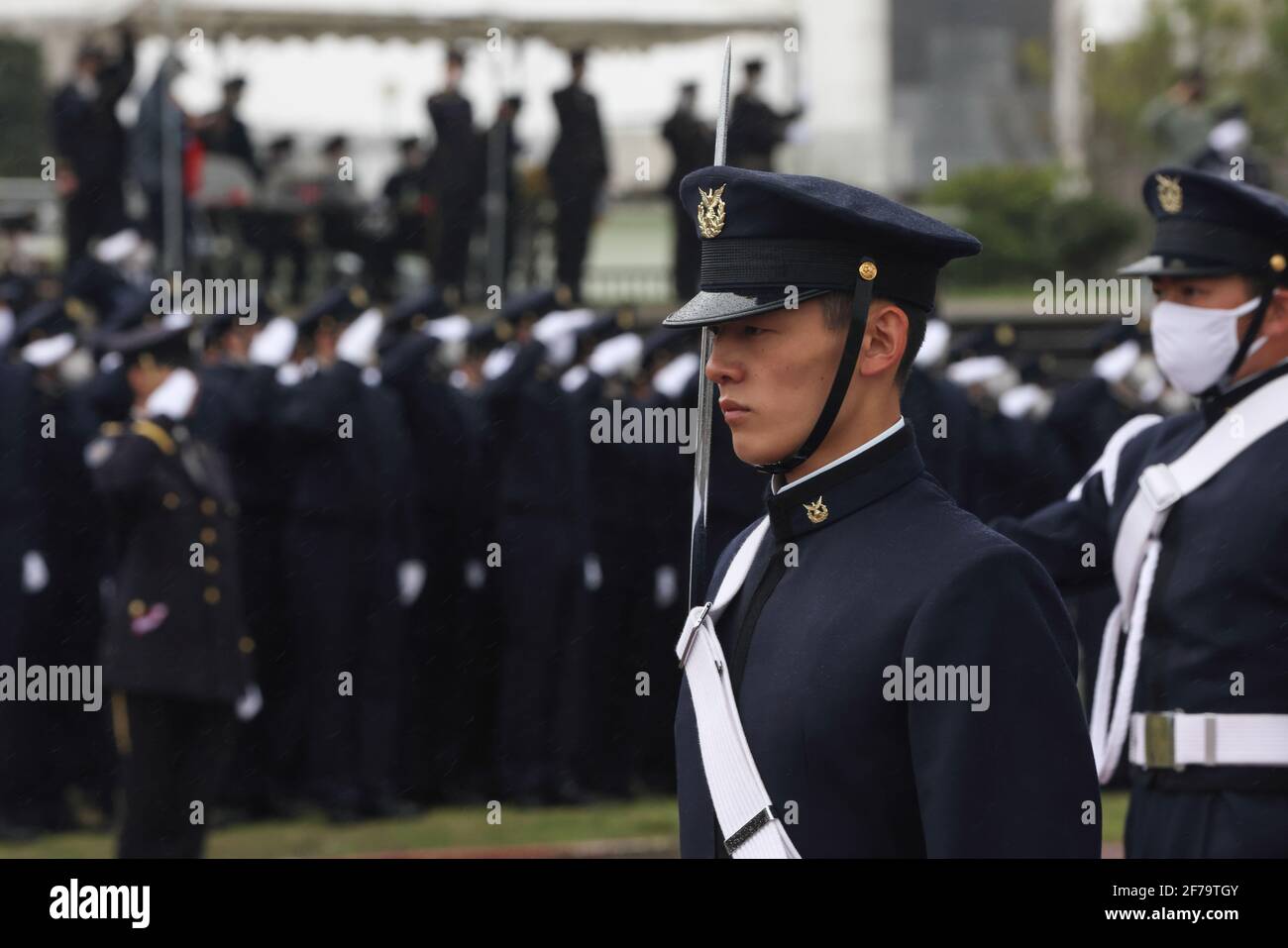 Students of the National Defense Academy perform a military parade ...