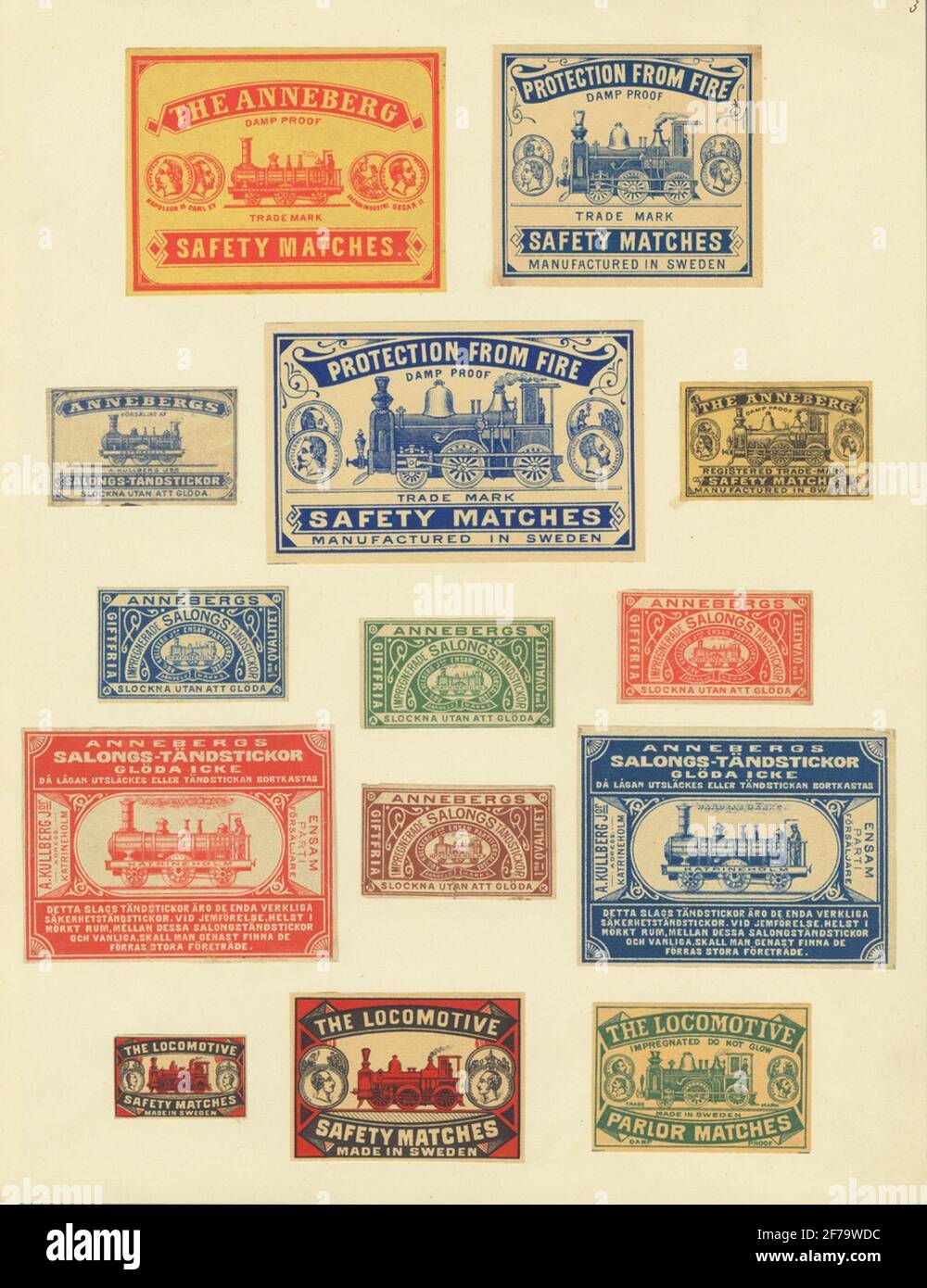 Labels for matchboxes, from the Swedish industrial and trading museum ...