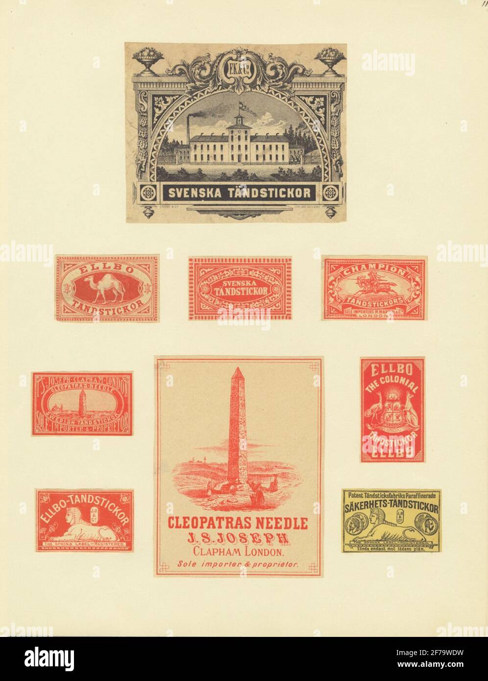 Labels for matchboxes, from the Swedish industrial and trading museum ...