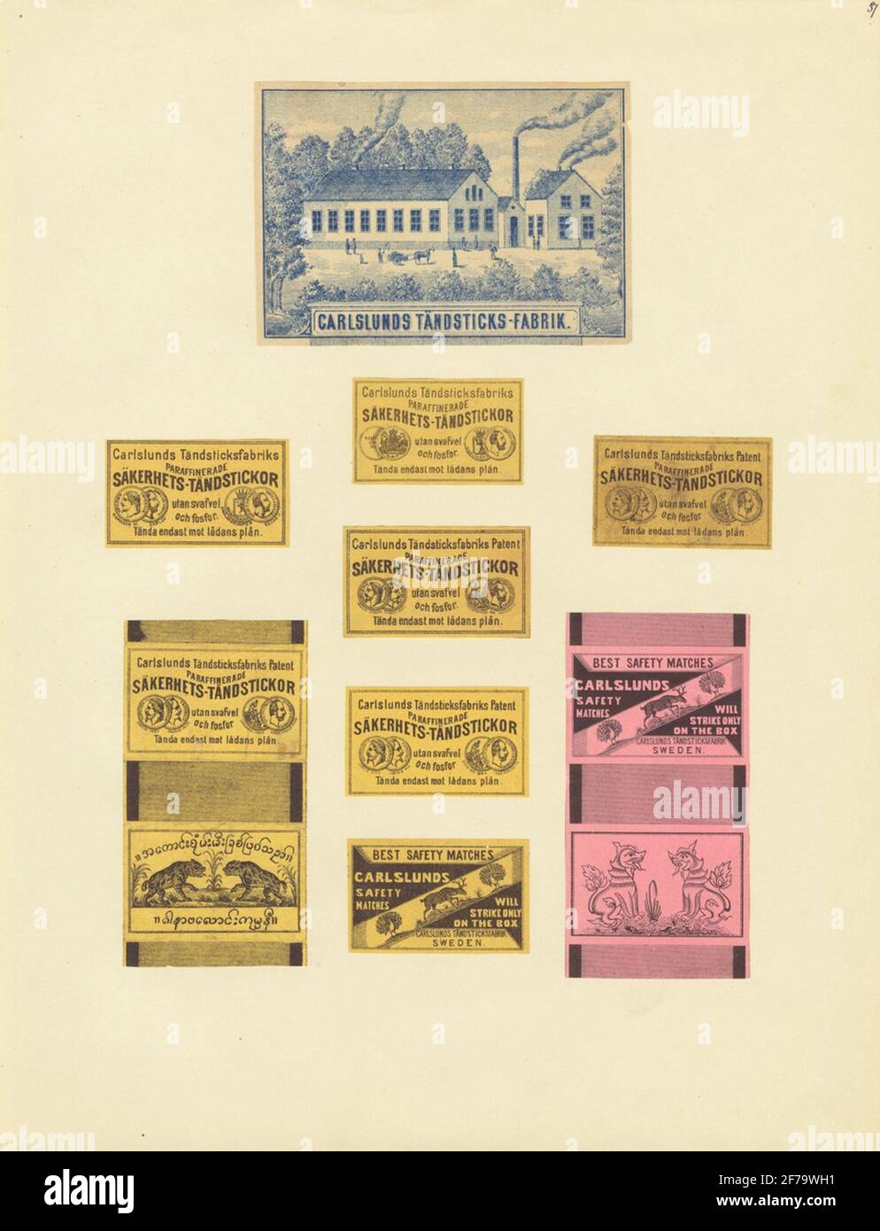 Labels for matchboxes, from the Swedish industrial and trading museum ...