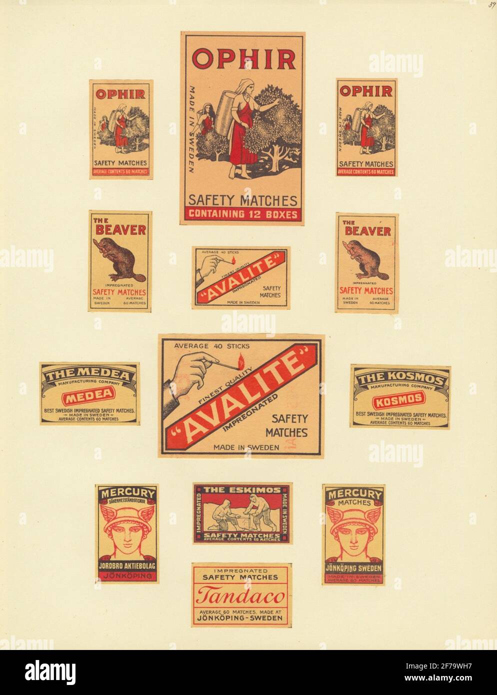 Matchbox labels, from the Swedish industrial and trading museum ...