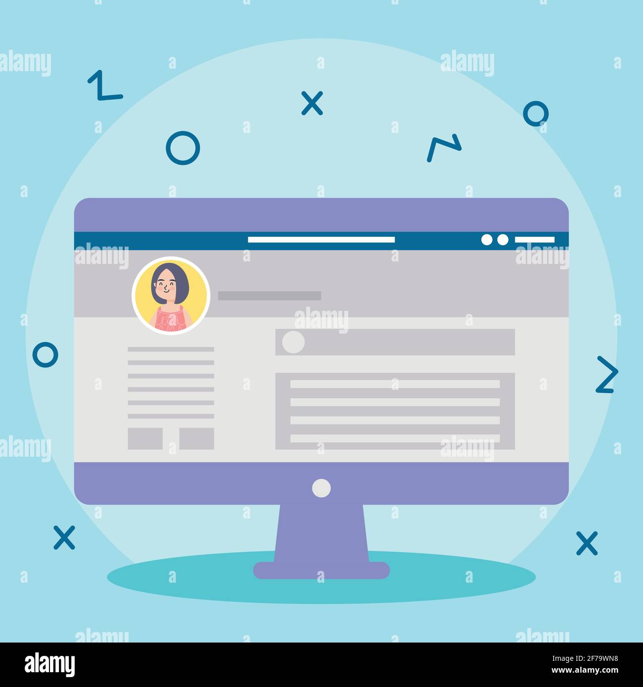 computer with woman social profile Stock Vector Image & Art - Alamy