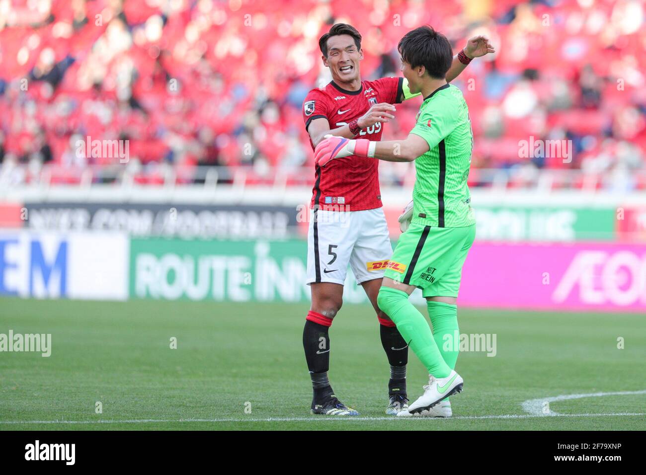 Saitama Stadium 2002, Saitama, Japan. 3rd Apr, 2021. (L to R) Tomoaki Makino, Shusaku Nishikawa ...