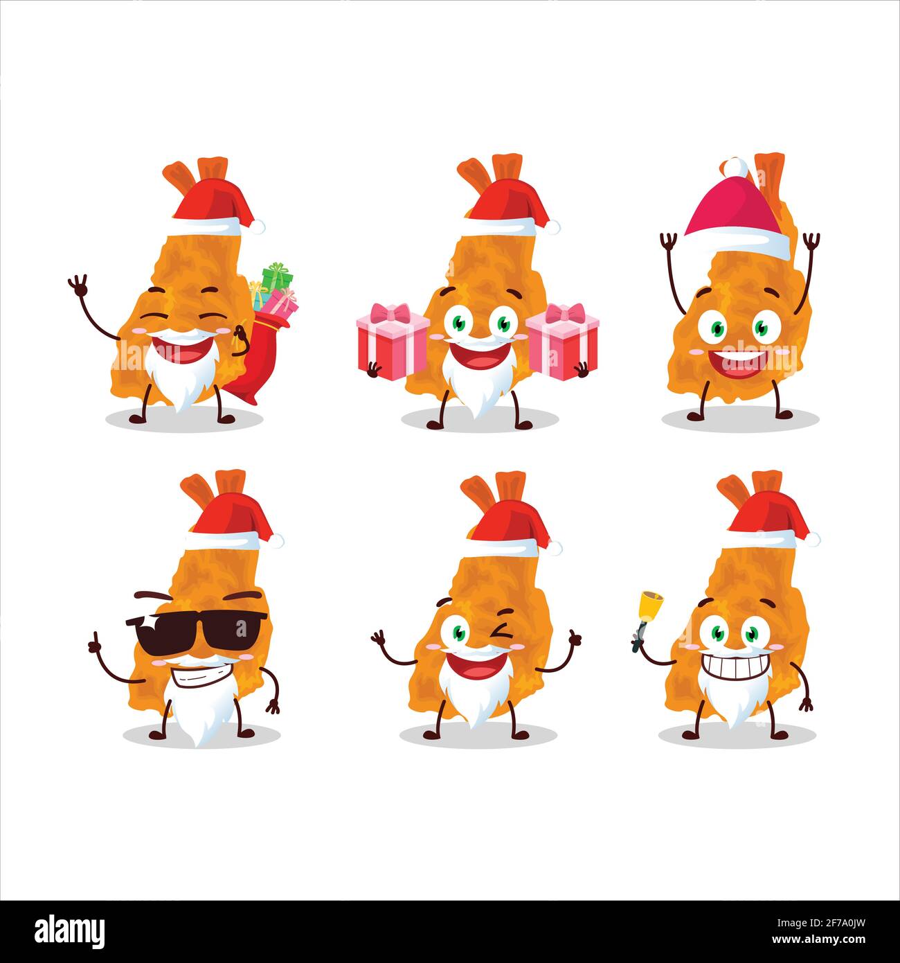 Santa Claus emoticons with fried shrimp cartoon character. Vector ...