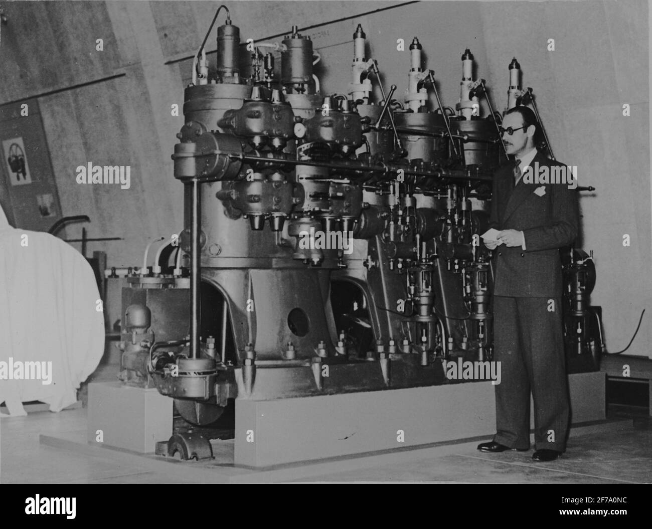 Intended Torsten Althin at the first diesel engine. From the ...