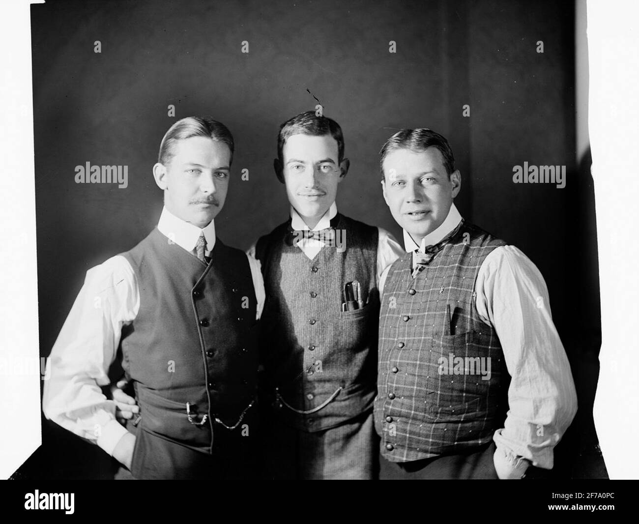 Three men active at Gustaf LM Ericsson's Automobil factory.To Right ...