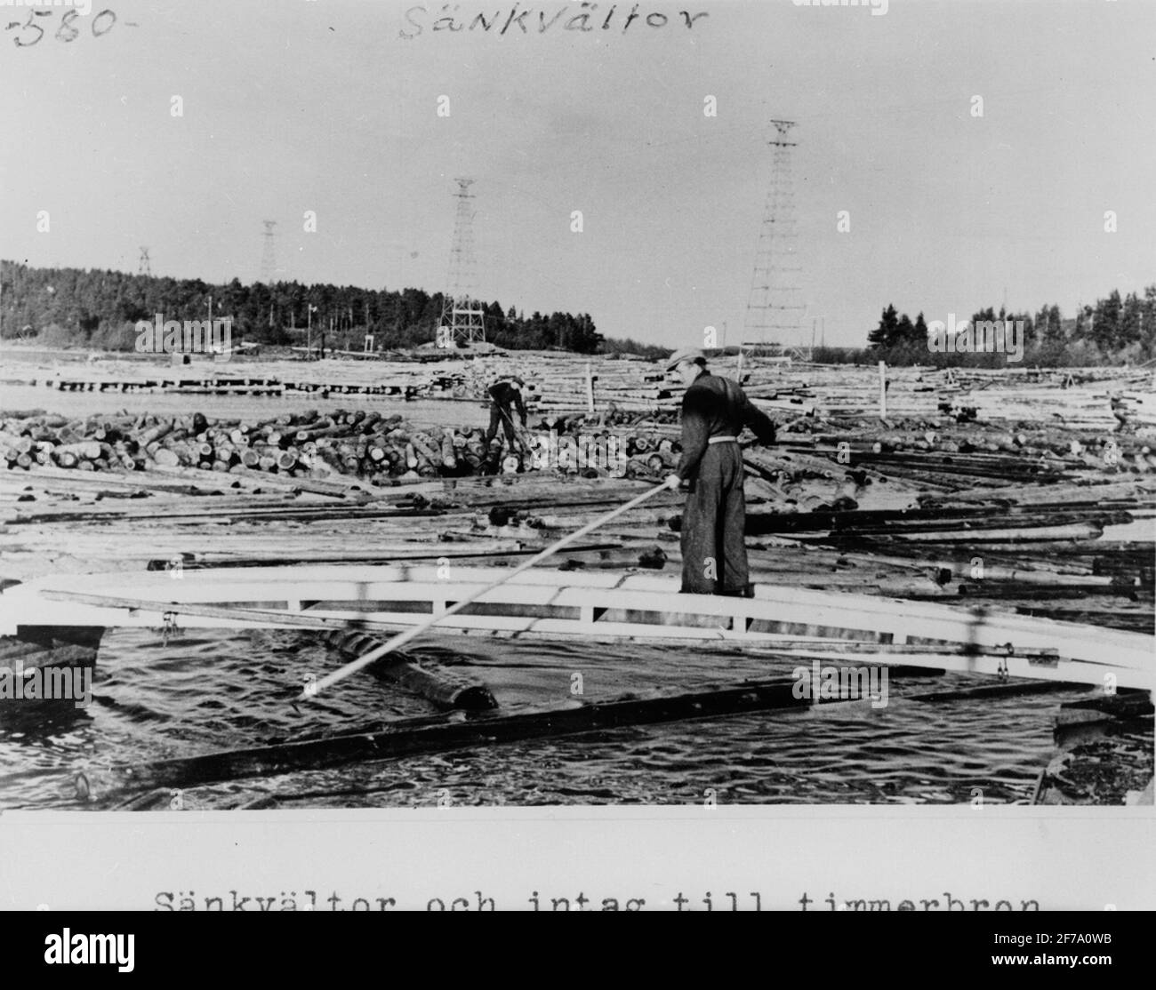 Lower rollers and intake to the timber bridge, Munksund sawmill Stock ...