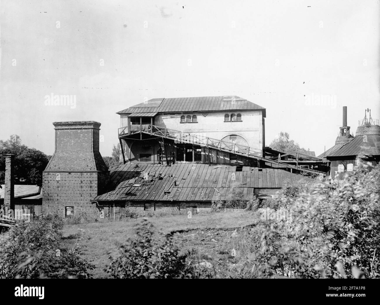 Masugn and Bessemerverk. View of the blast furnace. From the left ...