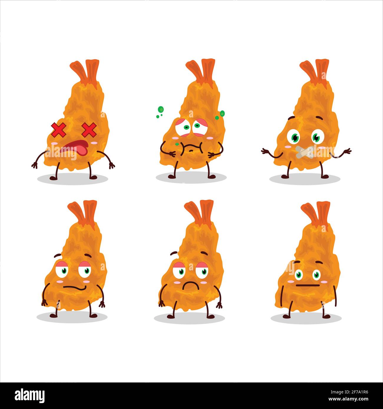 Fried shrimp cartoon character with nope expression. Vector ...
