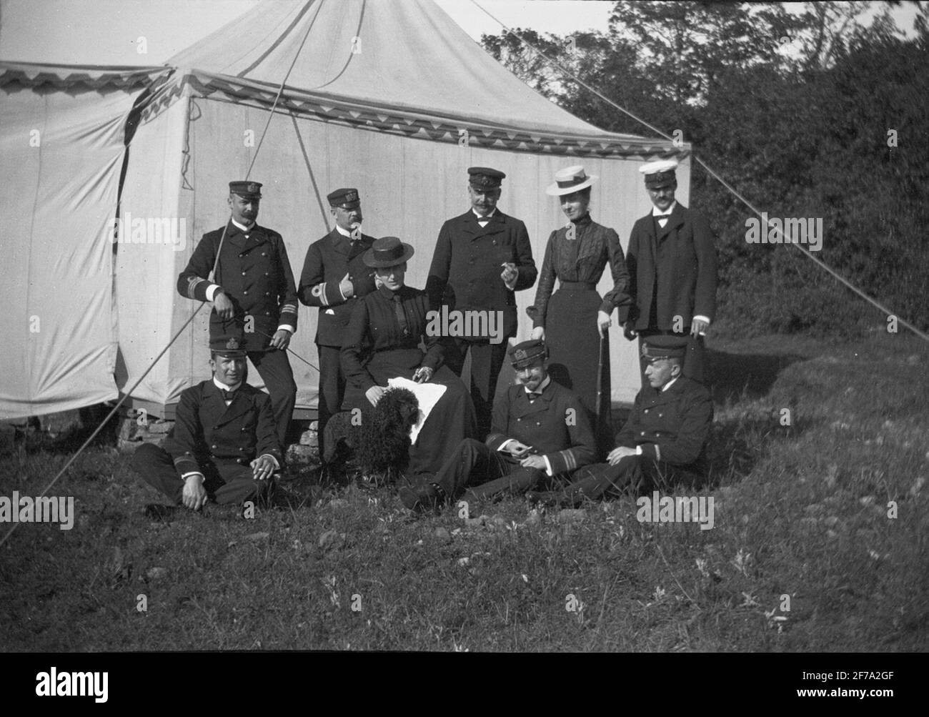 Queen Victoria's pictures. Group image outside a tent Stock Photo - Alamy