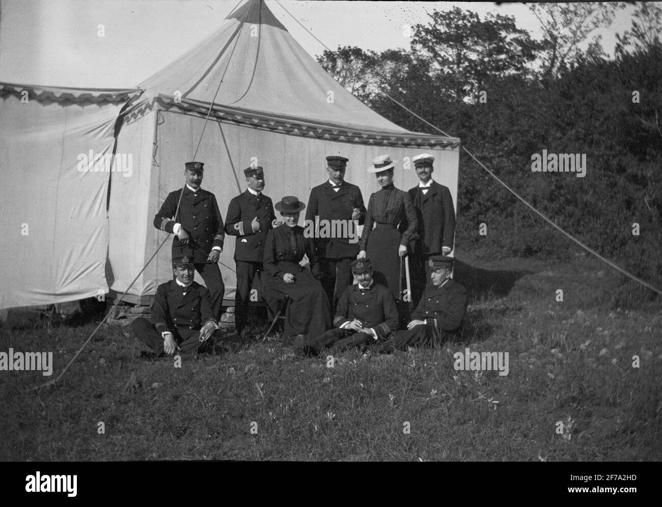 Queen Victoria's pictures. Group image outside a tent Stock Photo - Alamy