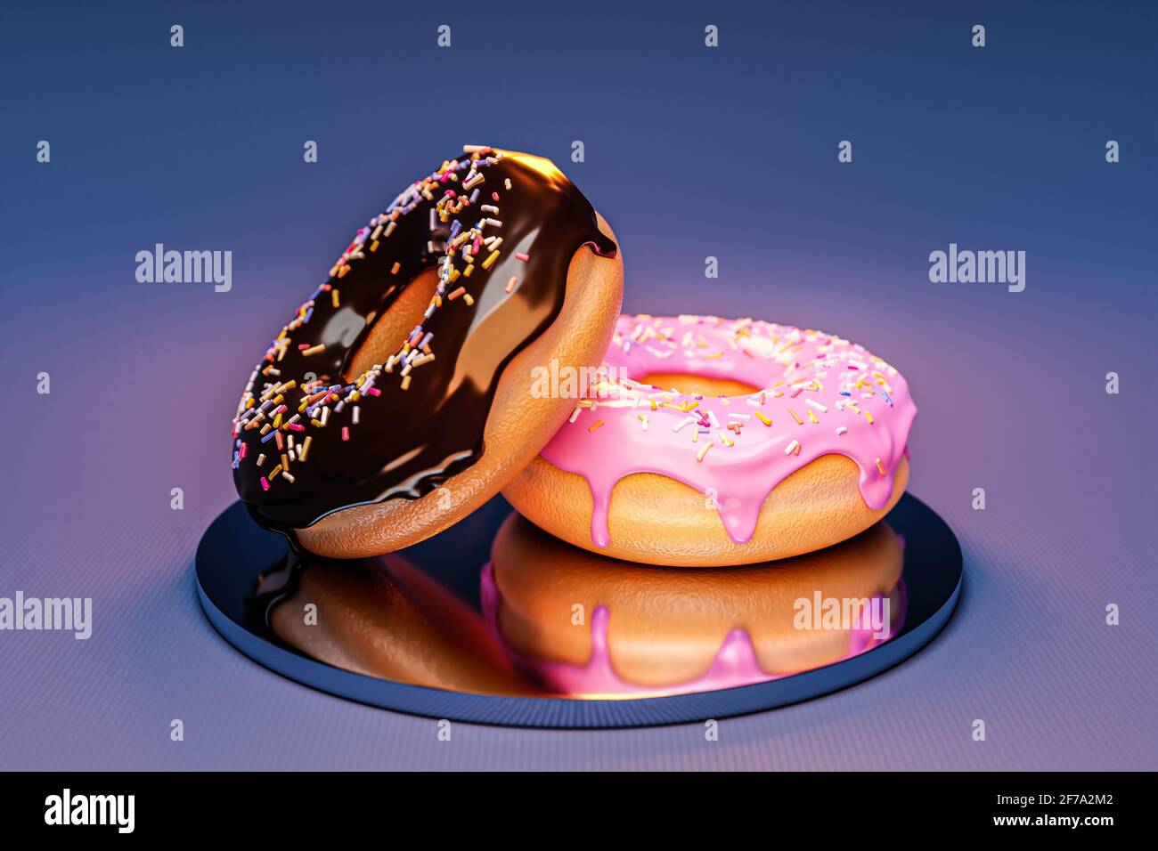 3d illustration of two realistic chocolate and strawberry appetizing ...