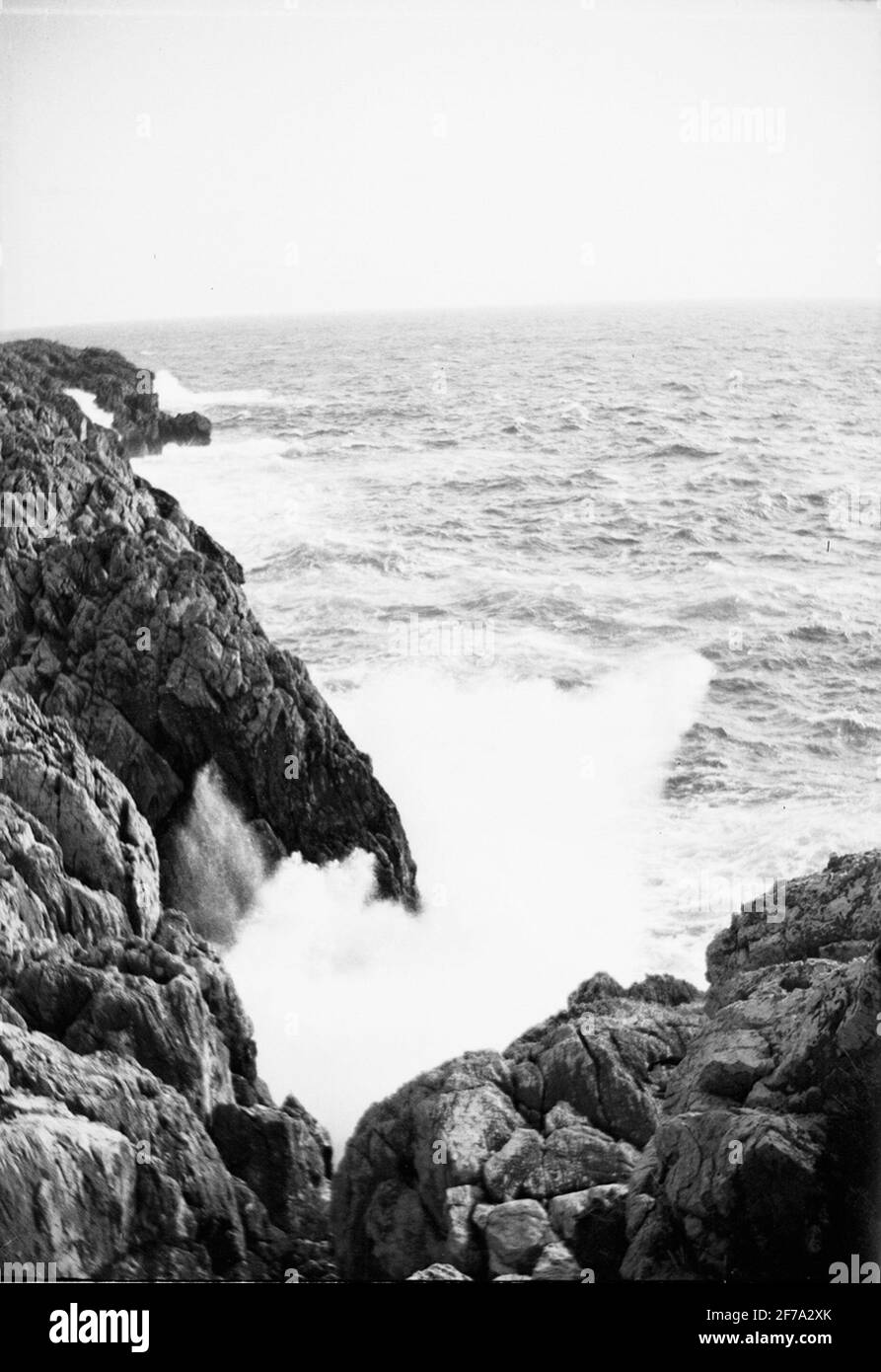 Queen Victoria's pictures. View from a cliff. Probably capri Stock ...