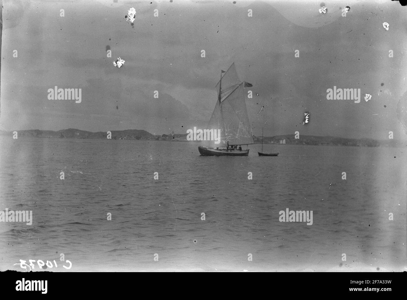 Queen Victoria's pictures. Sailboat with dinghy Stock Photo - Alamy