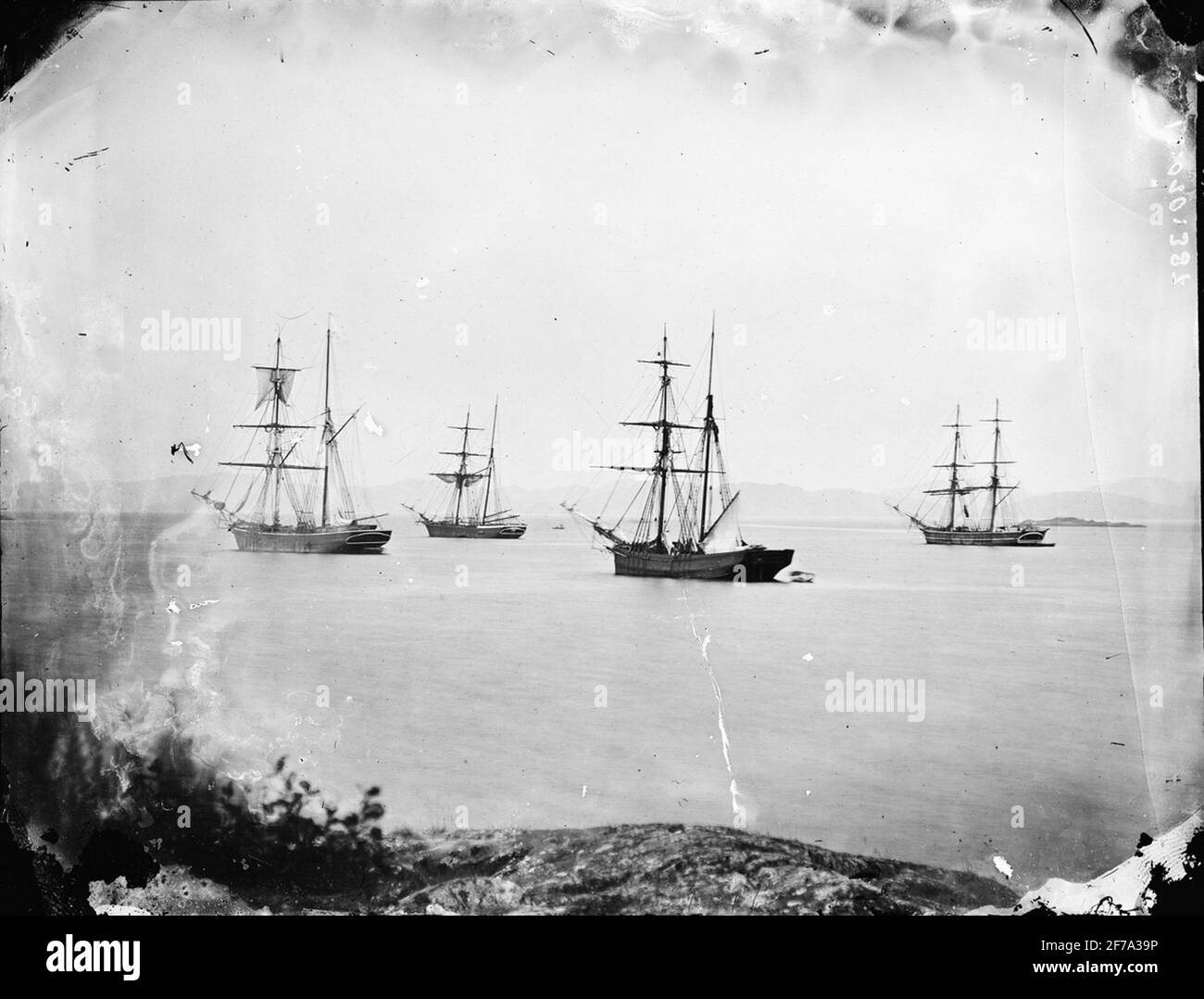Sailing ship in port. The end of the 19th century Stock Photo - Alamy